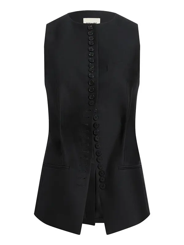 Khaite Tilder Sleeveless Wool-silk Top - Black