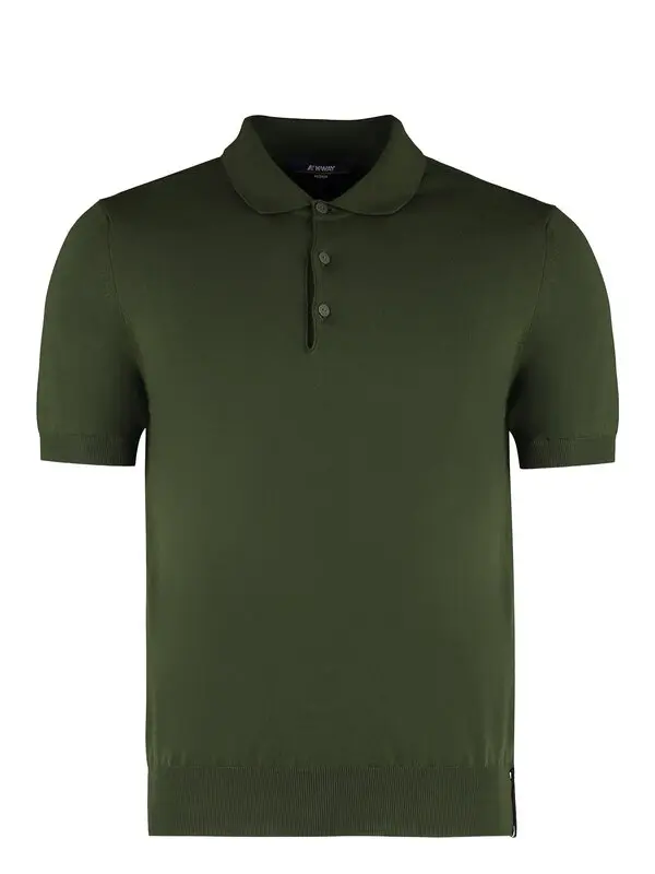 K-WAY Knit Cotton Polo Shirt With Ribbed Edges - Green