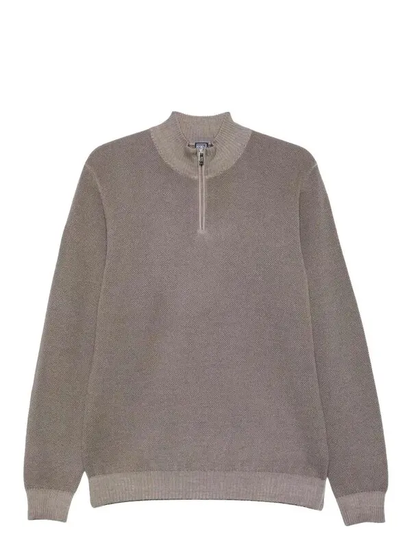 Fedeli Quarter-zip Knitted Sweater - Neutrals