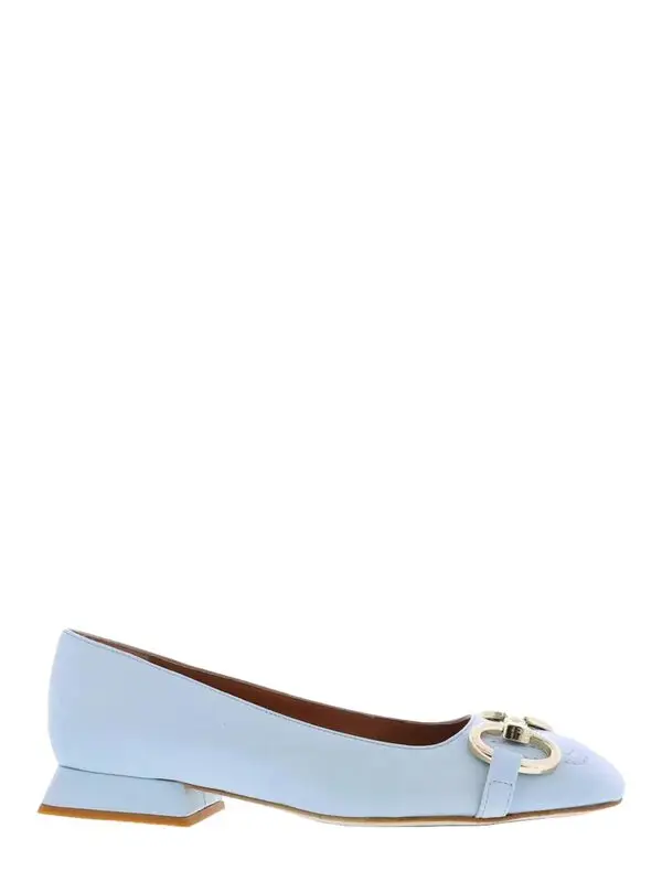 PARIS PUNK Chain-link Leather Ballet Flats - Blue