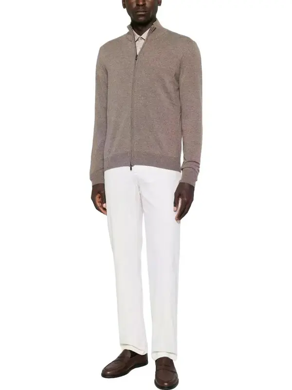 Corneliani Zip-up Knitted Sweater - Brown