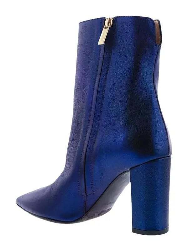 PARIS PUNK Metallic Pointed-toe Ankle Boots - Blue