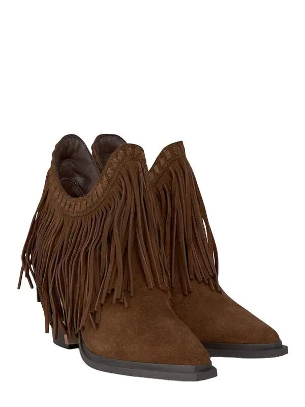 ALMA EN PENA Long Fringed Bootie - Camel