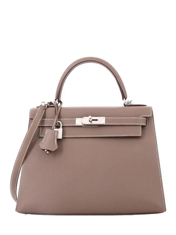 Hermès Kelly Handbag Epsom With Palladium Hardware 28 - Grey