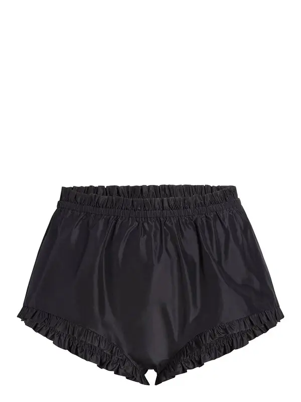 Khaite Eris Ruffled Silk Shorts - Black