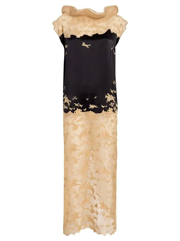 Khaite Truet Embroidered Silk Maxi Dress - Black