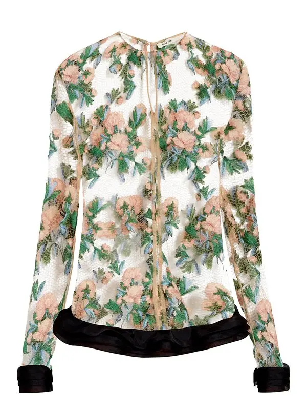 Khaite Lamina Embroidered Cotton-blend Top - Multi