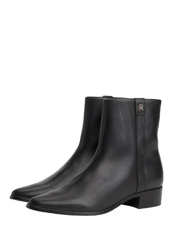 Tommy Hilfiger Leather Ankle Boot - Black