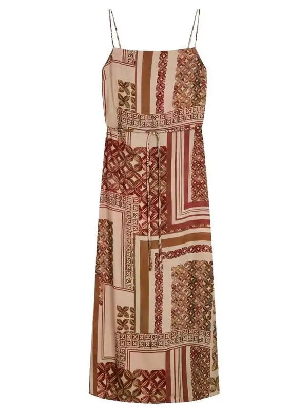 Scotch & Soda Tile-print Spaghetti-strap Dress - Brown