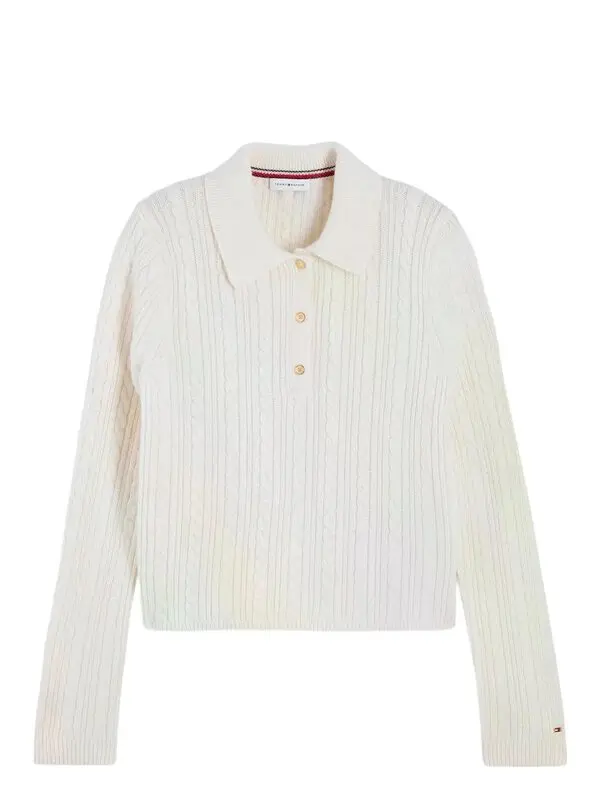 Tommy Hilfiger Cable-knit Polo Sweater - Neutrals