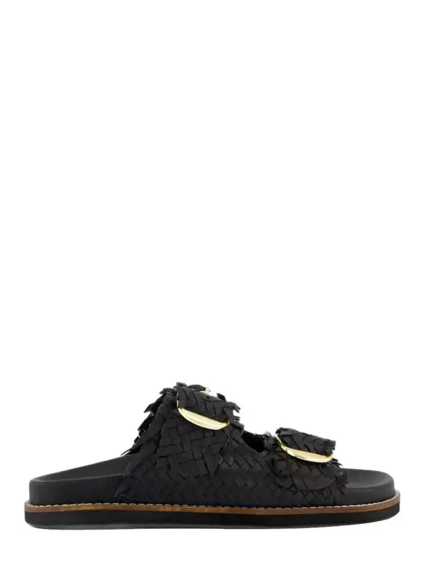 GIBALDI Woven Buckle-fastening Slippers - Black