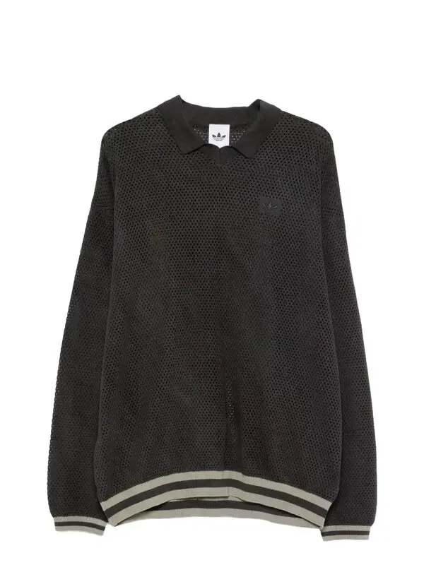 Adidas Logo-print Mesh Sweater - Grey
