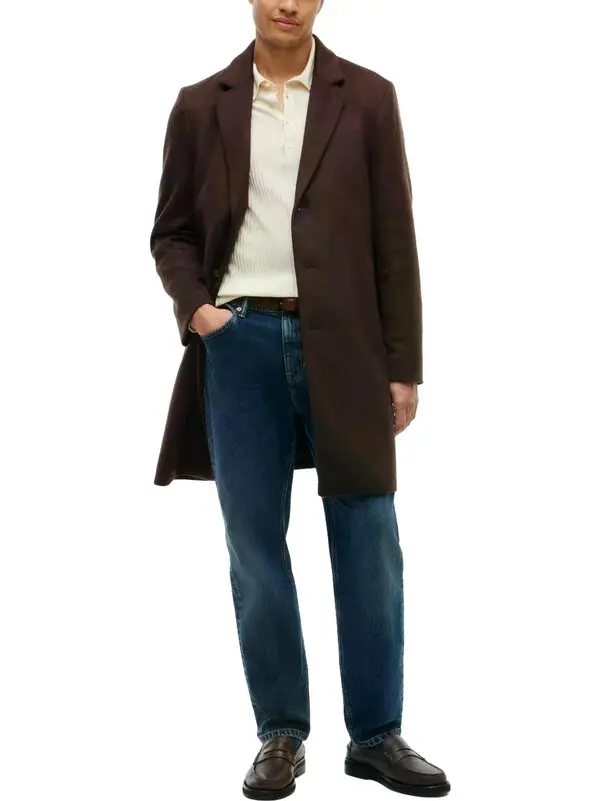Tommy Hilfiger Single-breasted Logo-plaque Coat - Brown