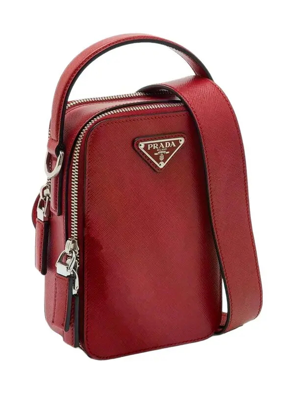 Prada Brique Saffiano Leather Crossbody Bag - Red