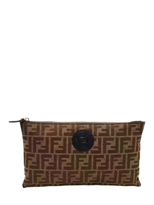 Fendi 2021 Zucca Zip Clutch Bag - Brown