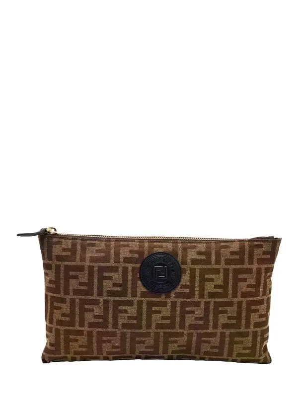 Fendi 2021 Zucca Zip Clutch Bag - Brown
