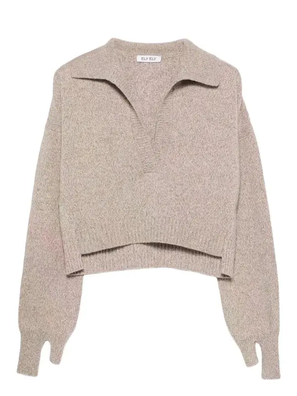 ELY ELY Spread-collar Sweater - Neutrals