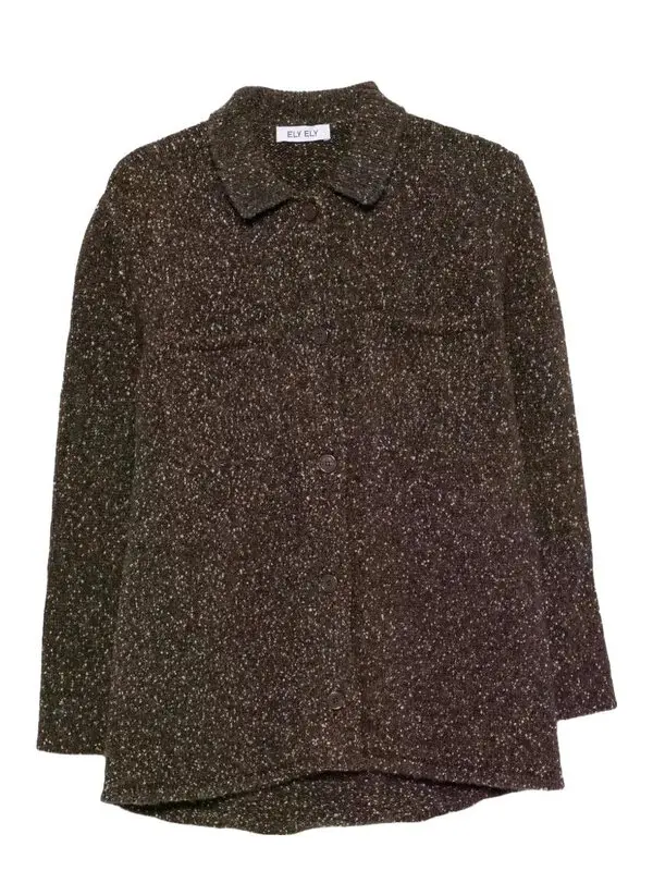 ELY ELY Flecked-knit Button-up Cardigan - Brown