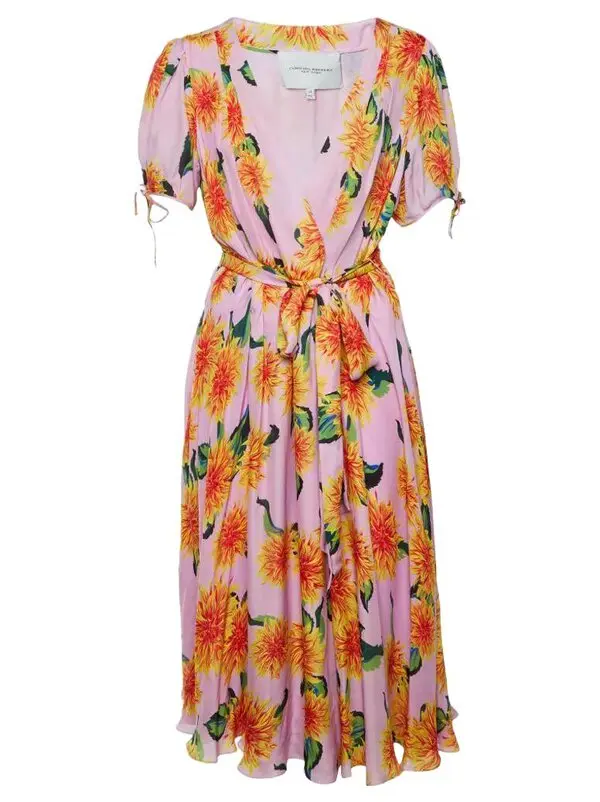 Carolina Herrera Floral-print Wrap Midi Dress - Pink