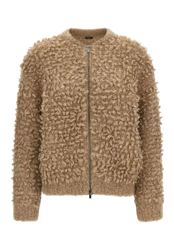 Peserico Lurex Bouclé Bomber Jacket - Beige
