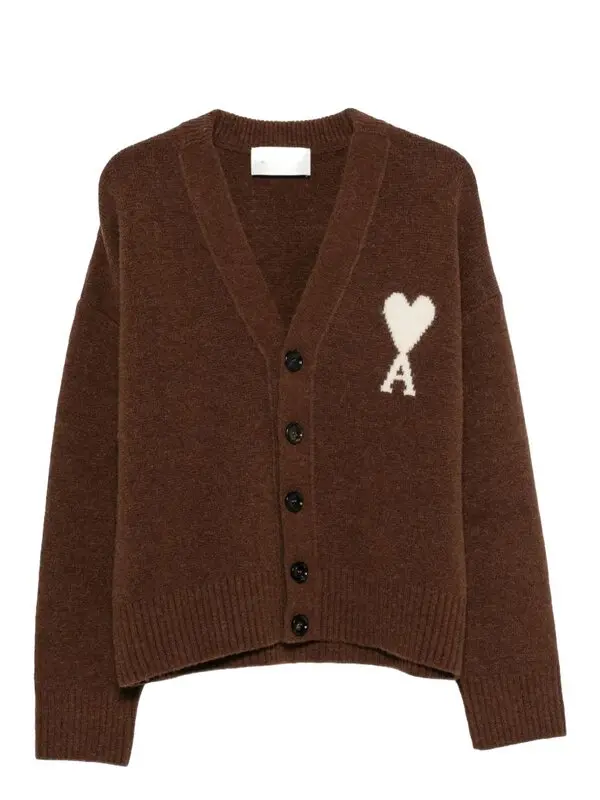 AMI Paris De Coeur Wool Cardigan - Multicolor