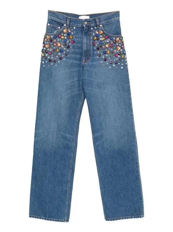 Stella McCartney Crystal Embellished Denim Jeans - Blue