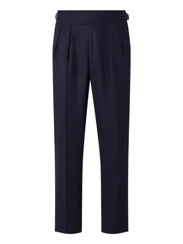 Rubinacci Manny Tapered Mélange Virgin Wool-twill Trousers - Blue