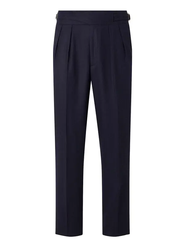Rubinacci Manny Tapered Mélange Virgin Wool-twill Trousers - Navy