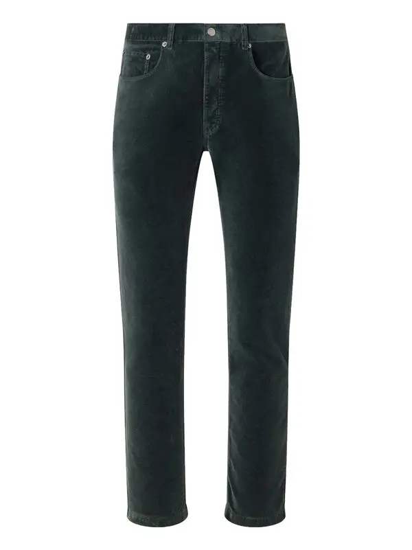 Massimo Alba Straight-leg Cotton-velvet Trousers - Green