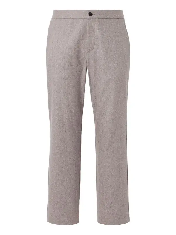 Mr P. Straight-leg Wool-blend Flannel Trousers - Neutrals