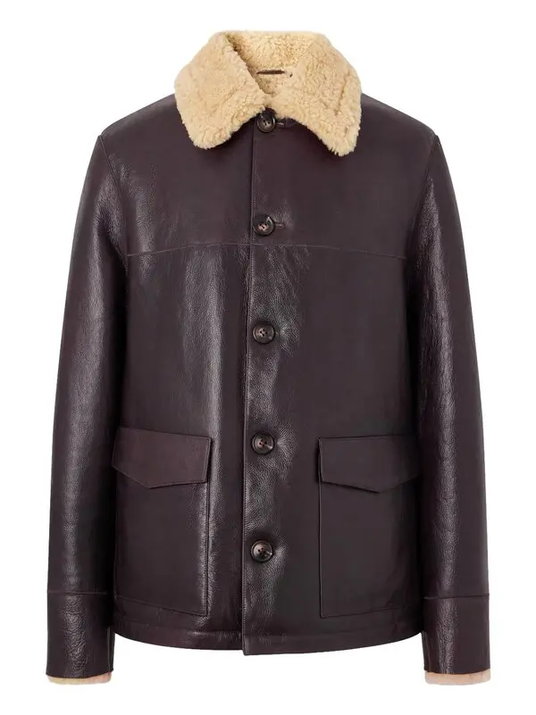 Officine Générale Ilan Shearling-lined Leather Jacket - Brown