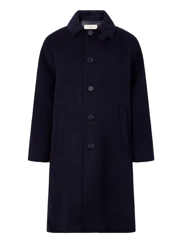 Officine Générale Braxton Suede-trimmed Wool Coat - Blue