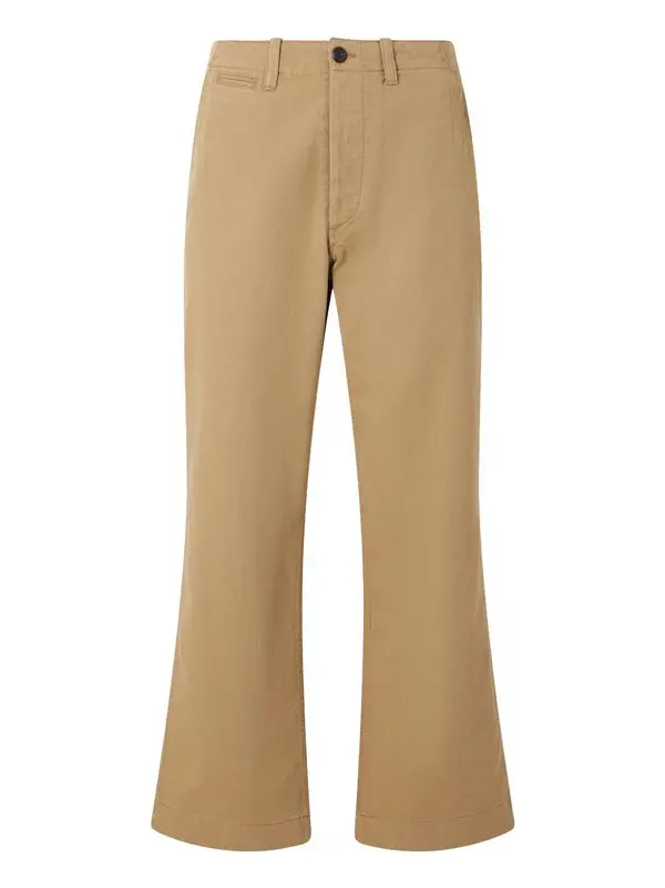 DRAKE'S Officer Chino Wide-leg Cotton-twill Trousers - Neutrals