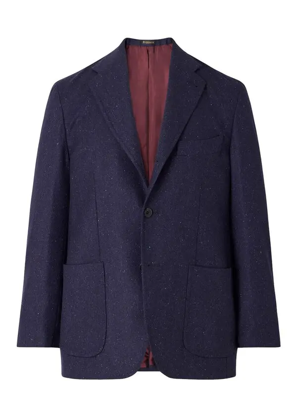 Rubinacci Darted Flecked Wool-herringbone Suit Jacket - Blue