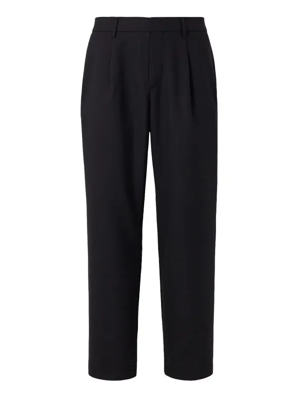 Mr P. Wide-leg Pleated Wool-fresco Trousers - Black