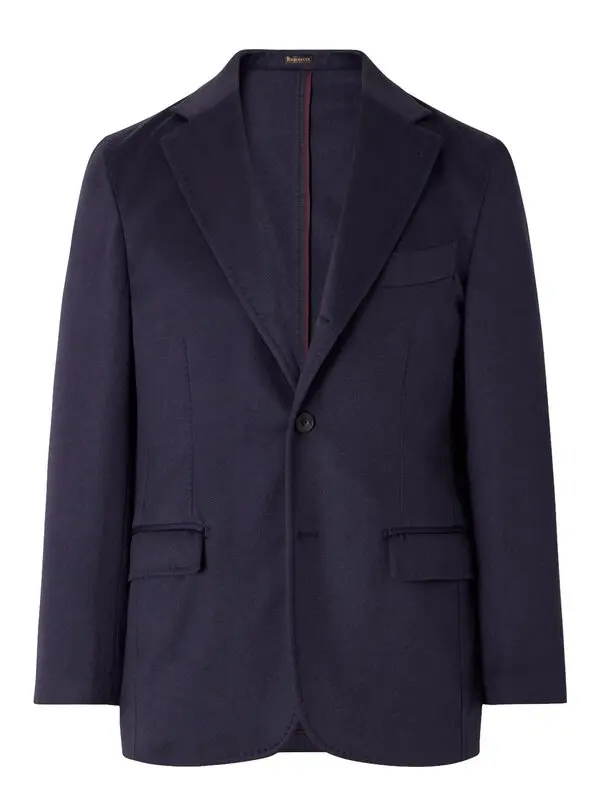 Rubinacci Darted Cashmere Woven Suit Jacket - Blue