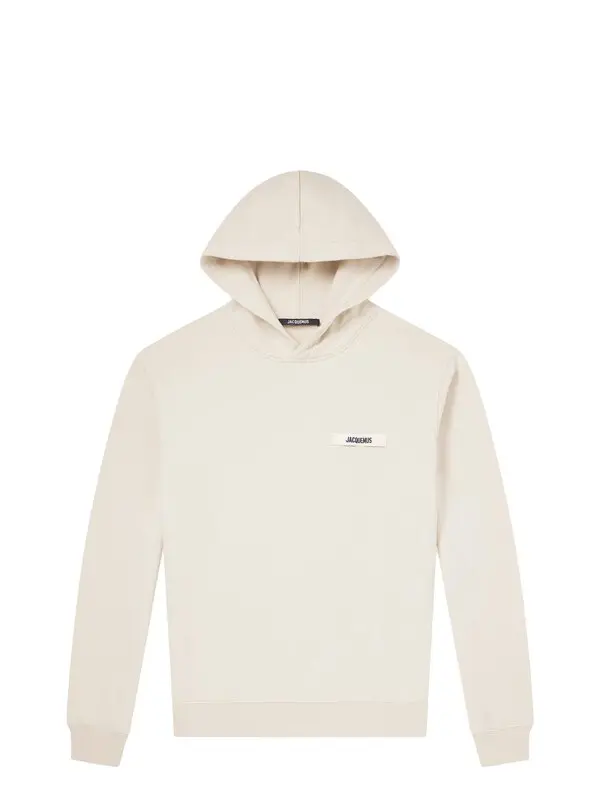 Jacquemus Logo-appliquéd Cotton-jersey Hoodie - Neutrals