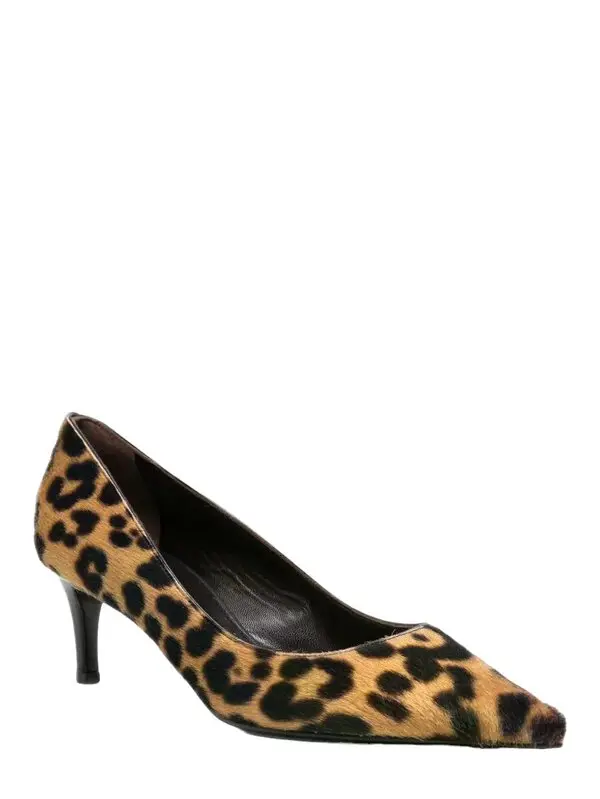 BALDININI Leopard-print Hair-texture Pumps - Brown