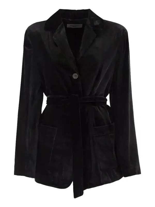 Max Mara Belted Velvet Blazer - Black