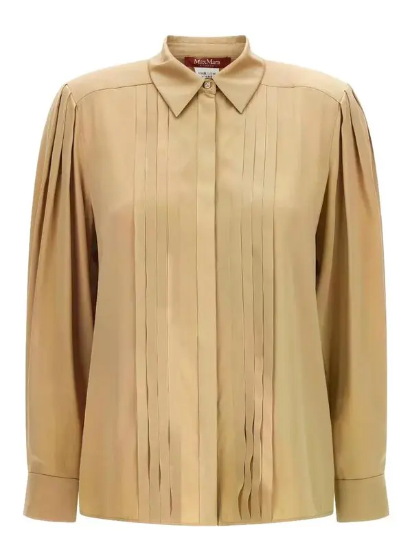 Max Mara Mstvongola Pleated-bib Shirt - Neutrals