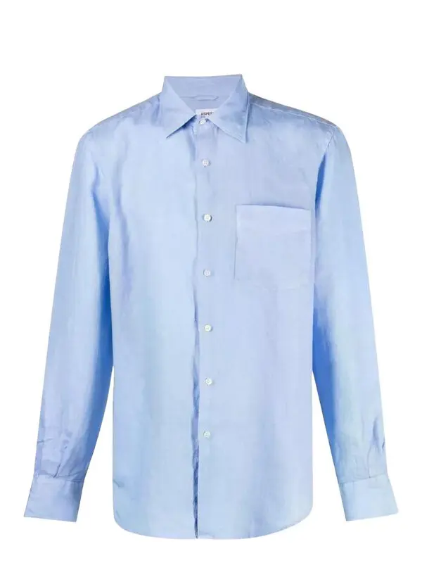 Aspesi Linen Chest-pocket Shirt - Blue