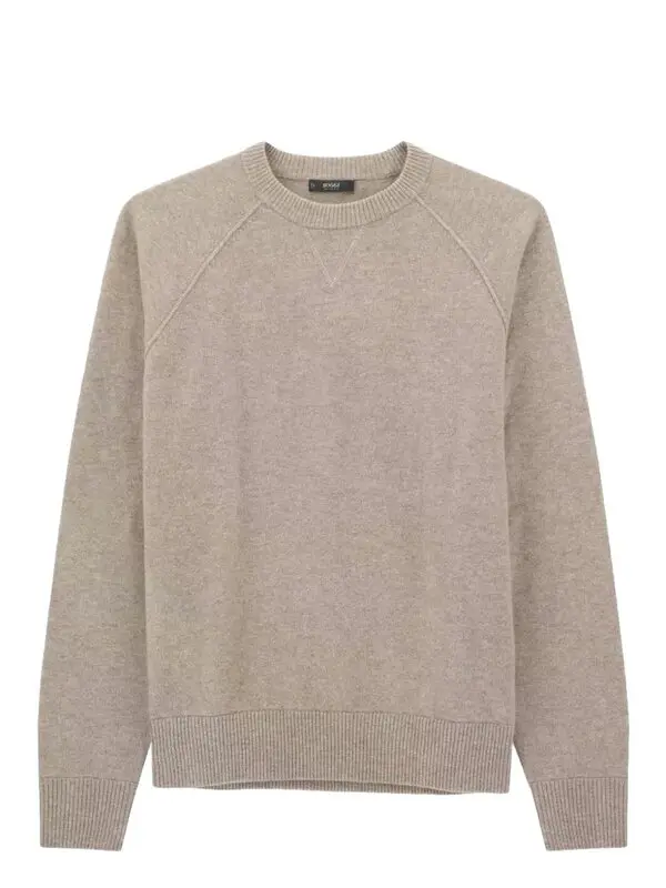 Boggi Milano Crew Neck Jumper In Yak Wool - Neutrals