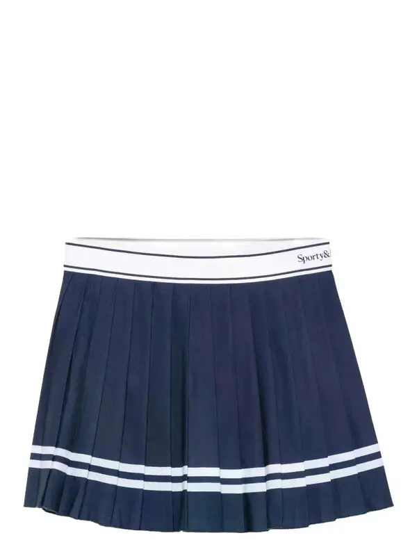 Sporty & Rich Pleated Striped-trim Tennis Mini Skirt - Blue