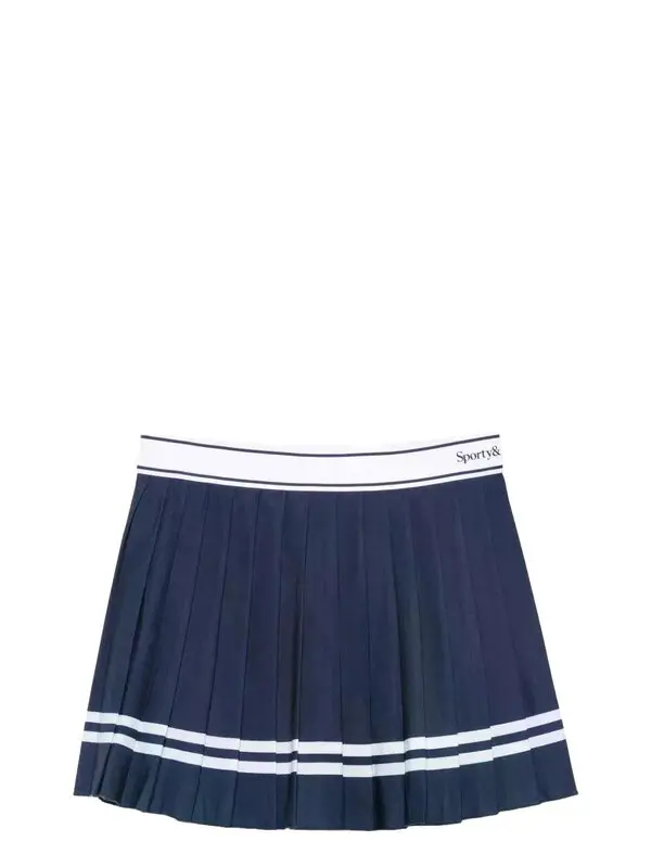 Sporty & Rich Pleated Striped-trim Tennis Mini Skirt - Blue