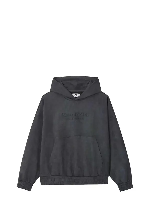 Izzue Logo-embroidered Faux-suede Hoodie - Grey