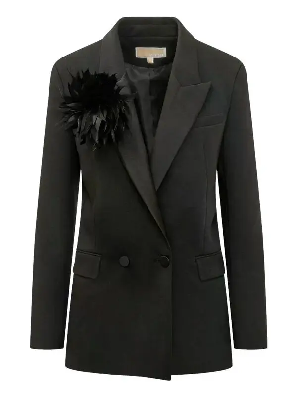 Michael Kors Feather-embellished Tuxedo Blazer - Black
