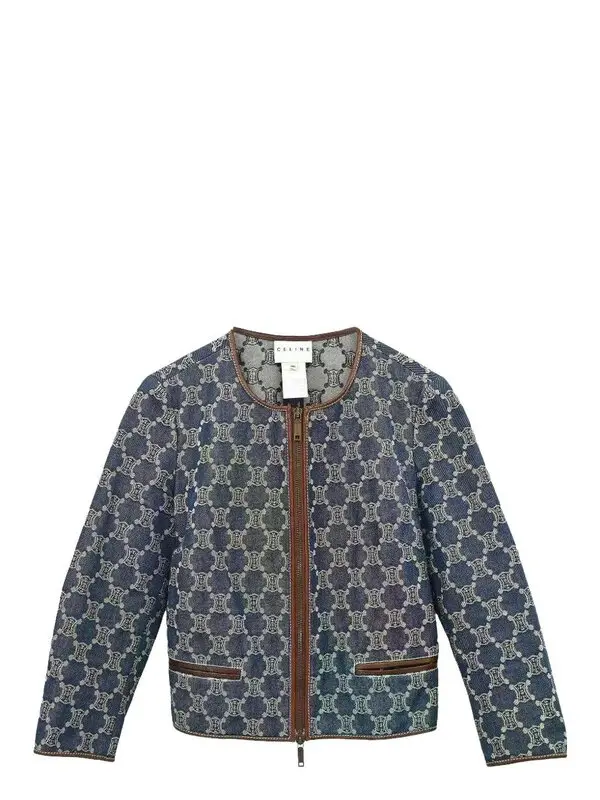 Celine Macadam Zip-up Denim Jacket - Blue