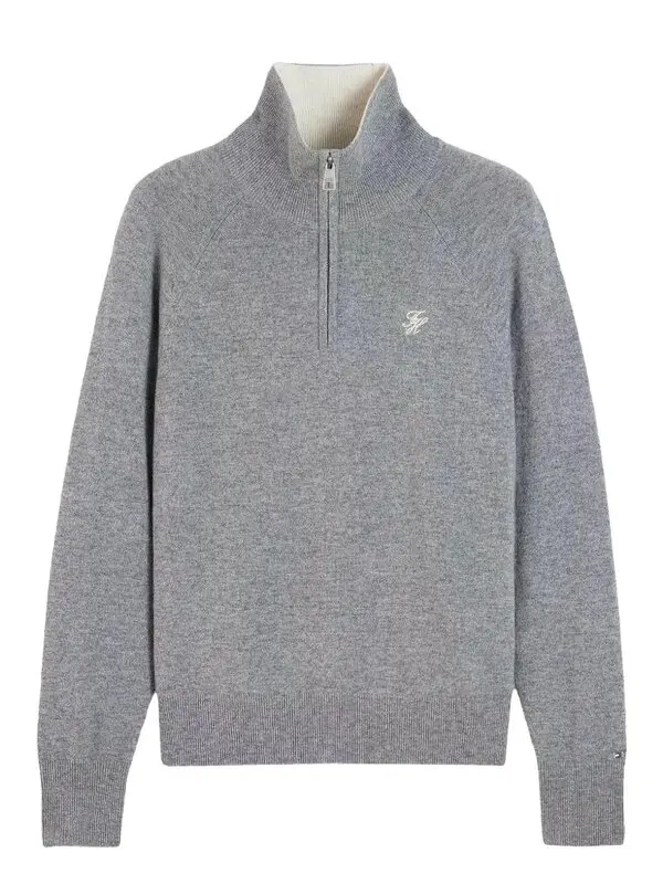 Tommy Hilfiger Quarter-zip Raglan-sleeve Sweater - Grey