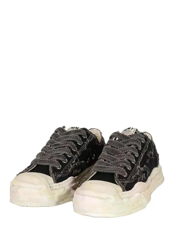 Mihara Yasuhiro Hank Distressed Canvas Sneakers - Black