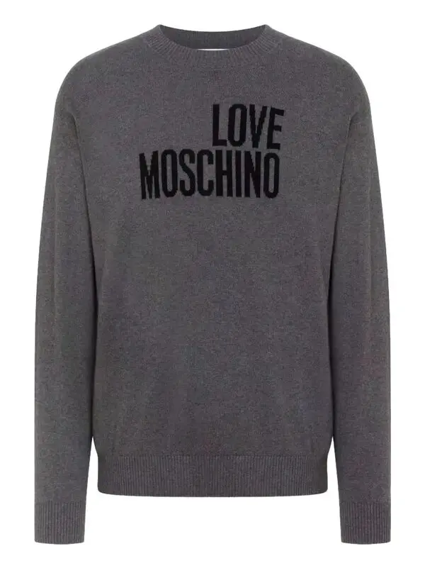 Moschino Logo-intarsia Knitted Sweater - Grey
